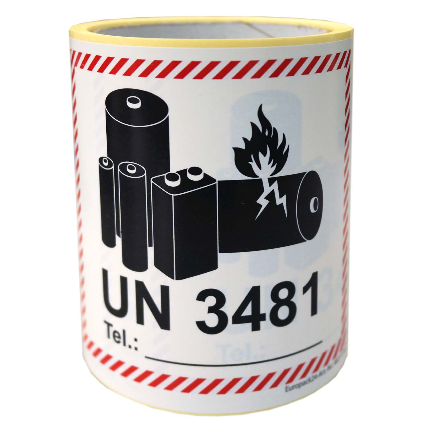 Gefahrgutetiketten * UN 3481 * 110x120mm * 100 Blatt - Hit! | Europack24